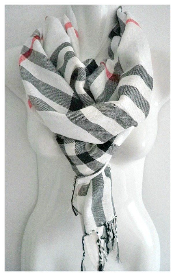 Cream, Black, Red Fringe Pashmina Scarf Shawl, fringe, scarf, shawl ...