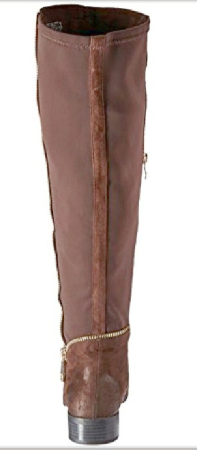 DREAM RANCH RIDING BOOTS Dark Brown Suede Leather Gold Side Zipper Tall ...