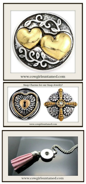Gold Crystal and Silver Heart with Lock or Cross SNAP ON Jewelry ...