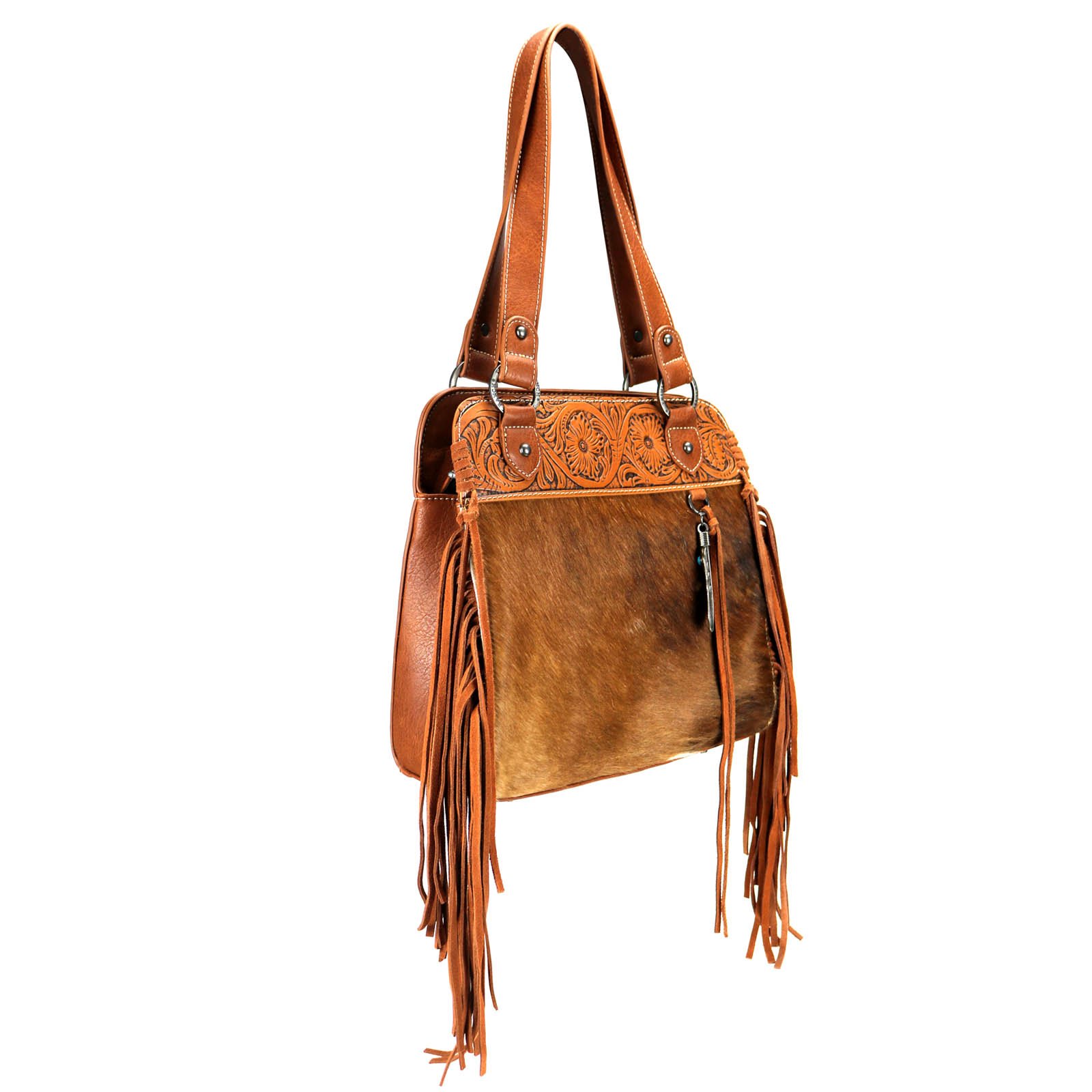 Trinity Ranch Black White Hair-On Hide Leather Turquoise Whipstitch ...