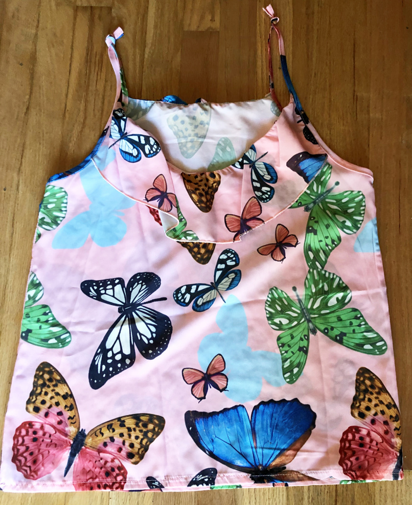 Colorful Butterflies Pink Cami Tank Top Blouse, pink, blue, yellow ...